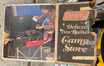 Vintage Coleman 413G Camp Stove 2 Burner Red Tank GREAT SHAPE ORG BOX ...