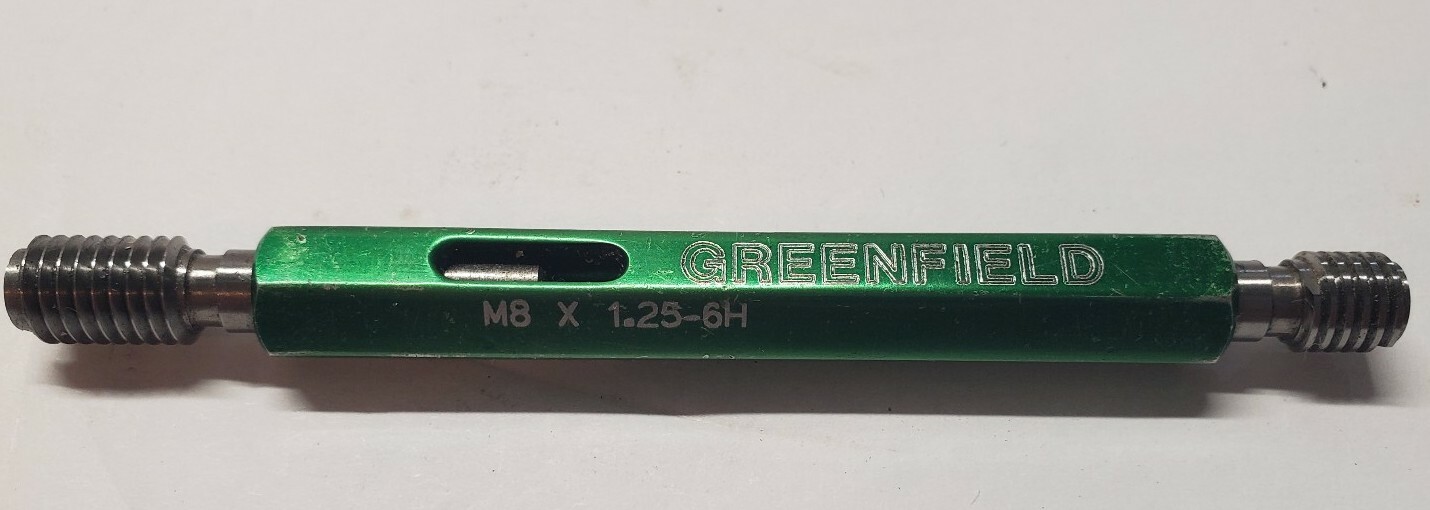 Greenfield M8 X 1.25 6H THREAD PLUG GAGE GO P.D. 7.1880 / NO GO P.D. 7. ...