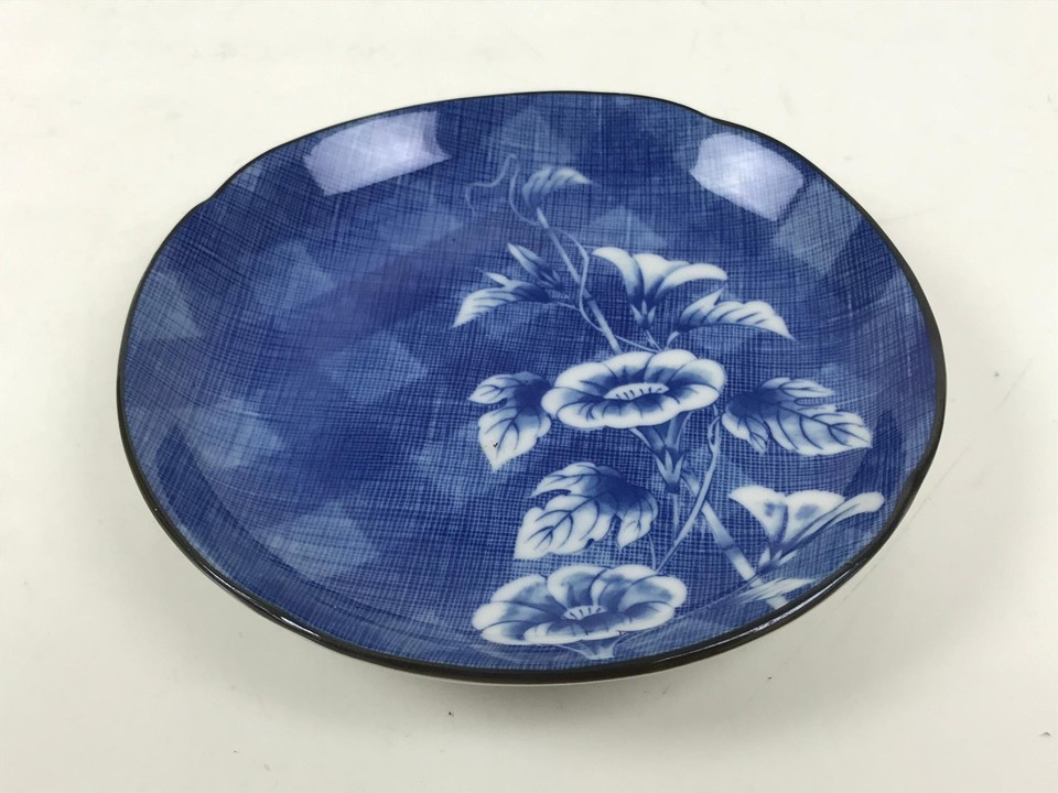 Japanese Porcelain Small Plate Kozara Vtg Sara Morning Glory Asagao Blue Y356 | eBay