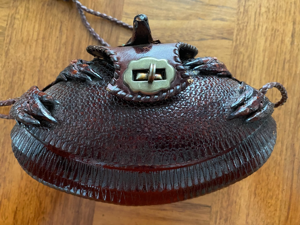 Vintage 1940s Armadillo Purse Hand Bag Leather Taxidermy Green ...