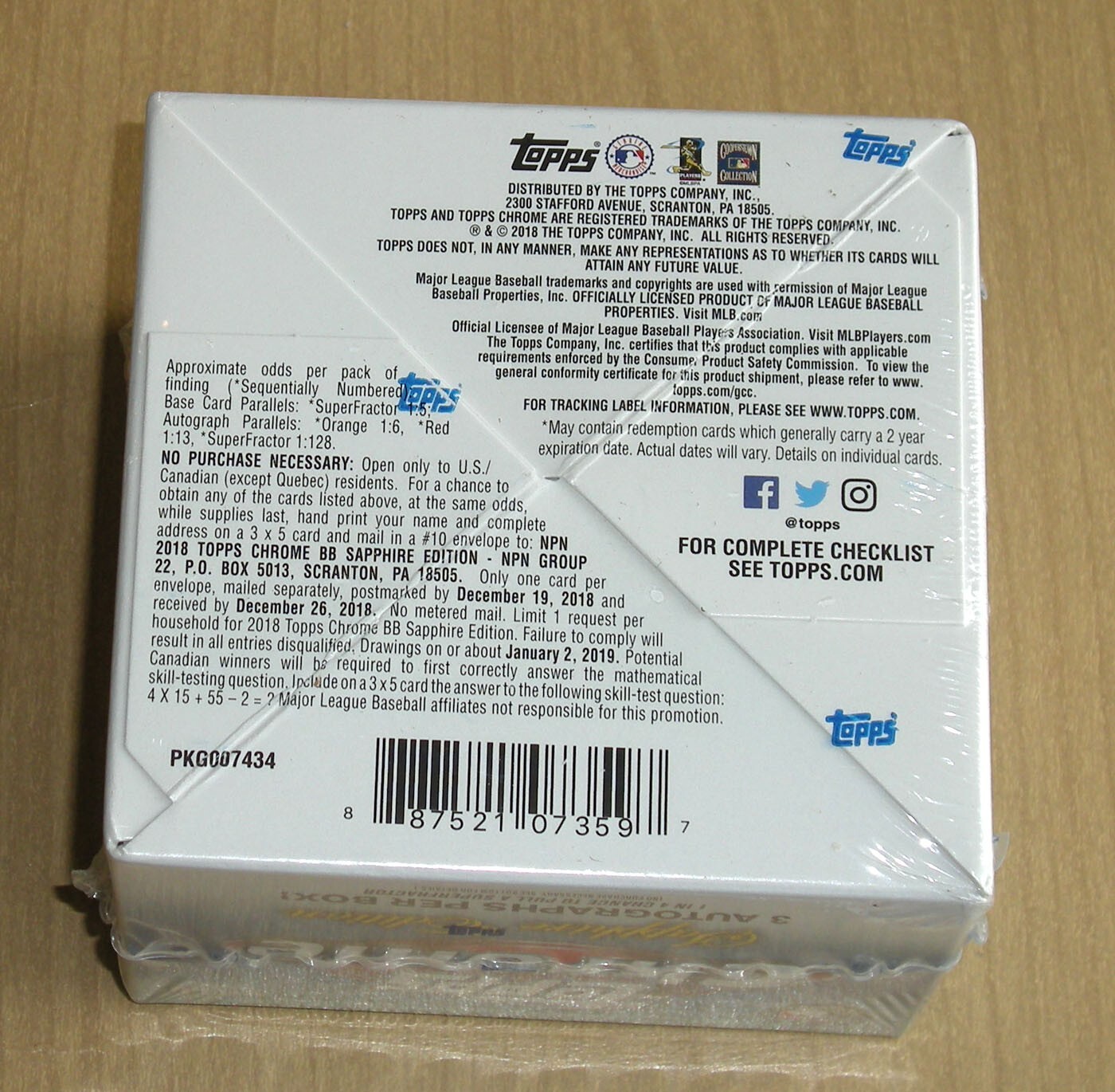 2018 Topps Chrome Sapphire baseball sealed hobby box Ohtani? Acuna ...