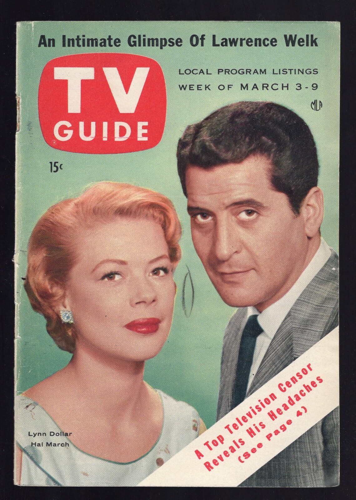 COVER'S ONLY/LYNN DOLLAR & HAL MARCH/THE $64,000 QUESTION/1956 TV GUIDE ...