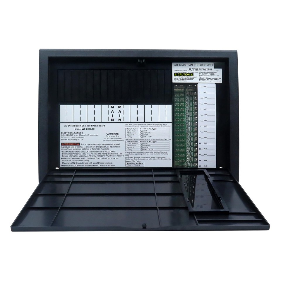 RV Electrical Panel Wf-8930/50NPB, 50 Amp AC Distribution Center, 27 ...