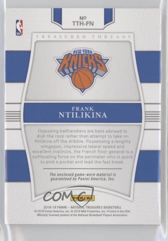 2018-19 Panini National Treasures Treasured Threads /99 Frank Ntilikina ...