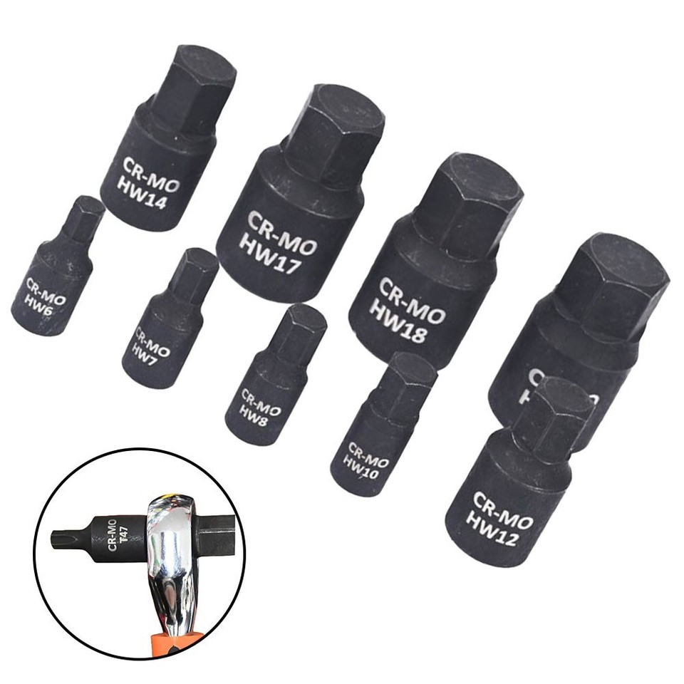Hex Bit Socket Socket 1/4 Hand 38mm Tools Black Chrome Vanadium Steel ...