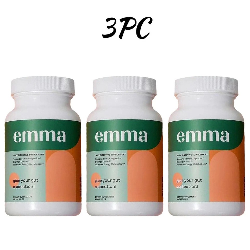 3x EMMA Supplement for Gut Health Gas and Bloating Relief Constipation ...