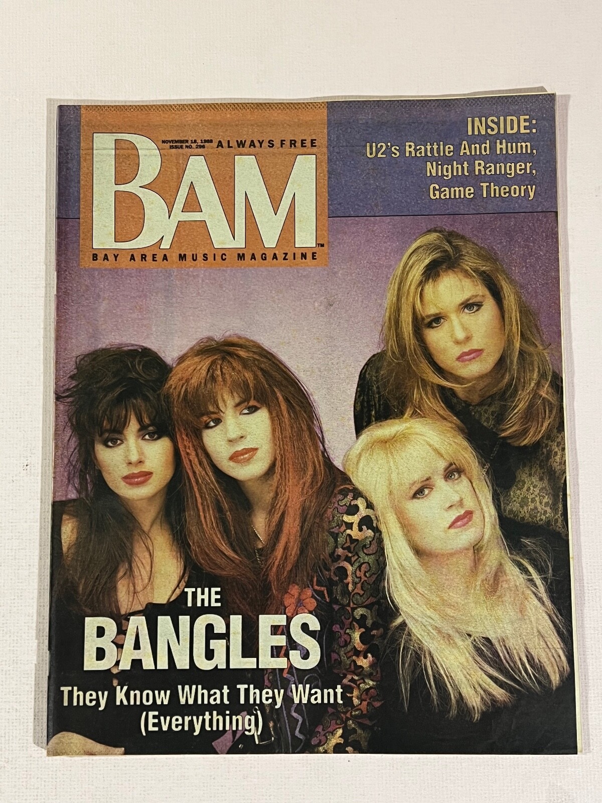 The Bangles 1988 BAM Magazine #296 Game Theory, Night Ranger, U2 "Rattle & Hum" | eBay