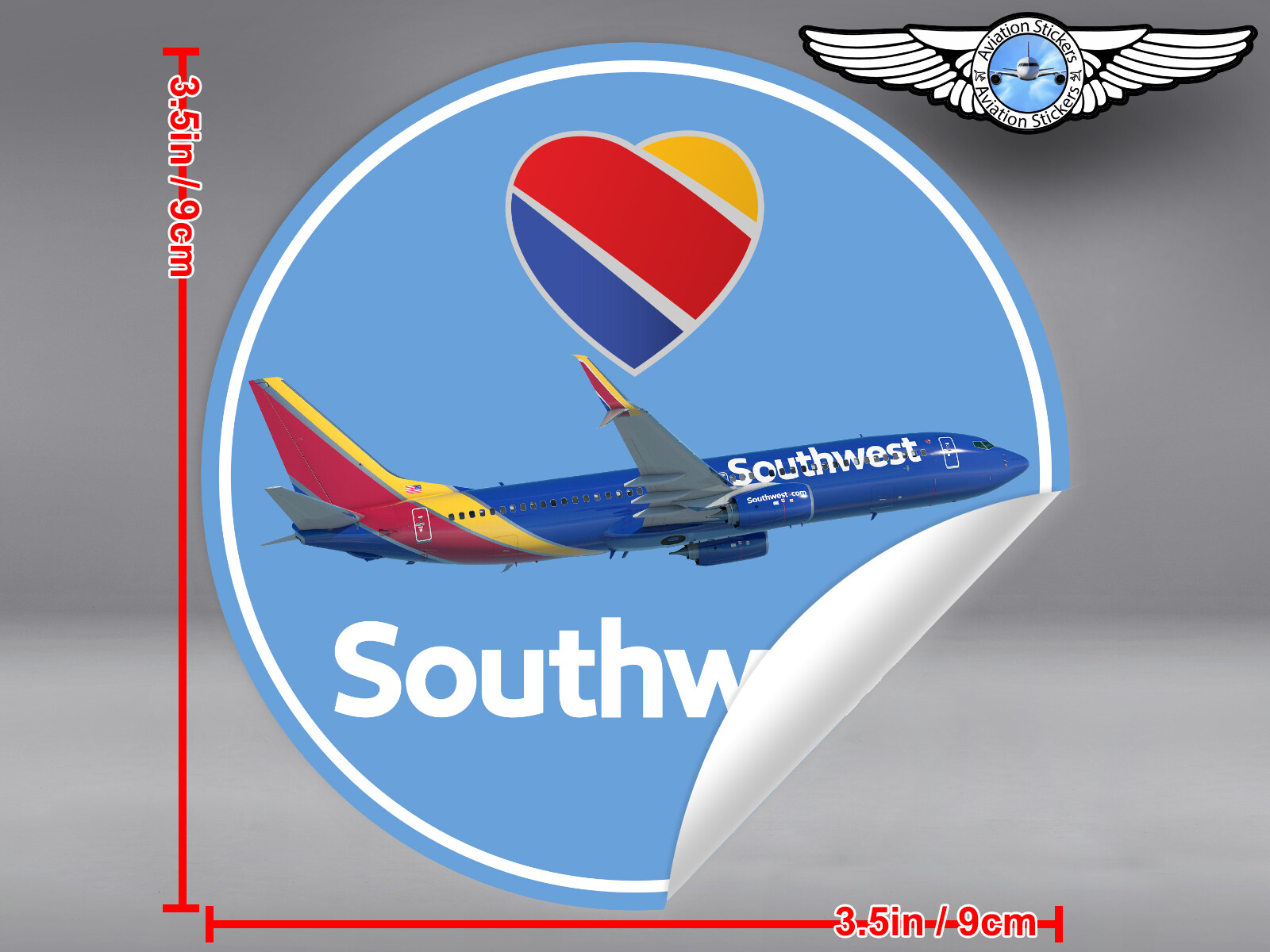 SOUTHWEST AIRLINES SOUTH WEST SWA ROUND AIRPLANE IN NEW LIVERY STICKER ...