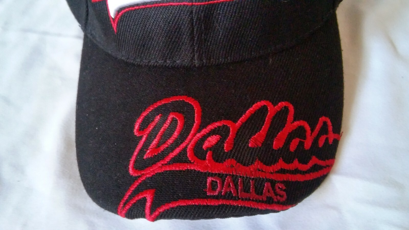 Black Dallas Baseball Cap/Hat Strapback Adj White Stitching Red NEW | eBay