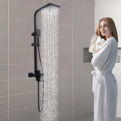 Shower Faucet Set System Rainfall Shower Head Handle Combo Kit Wall ...