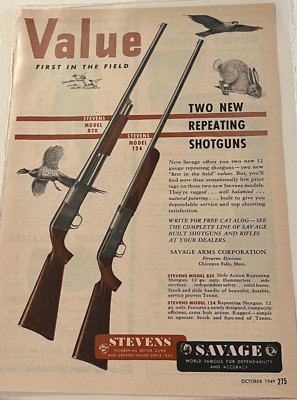 1949 Vintage Print Ad Stevens Savage Repeating Shotguns Model B20 Model ...