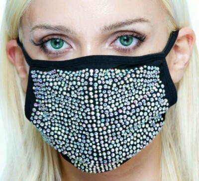 Rhinestone Face Mask Bling Crystal + 5 Layers Pm 2.5 Filter - US Stock ...
