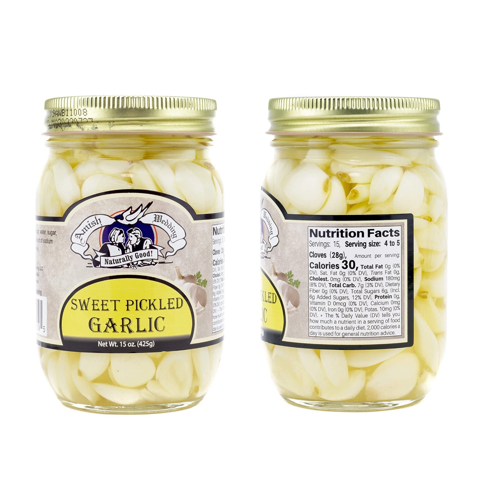 Sweet Pickled Garlic - (2) 15 oz Jars - Amish Wedding Sweet Pickled ...
