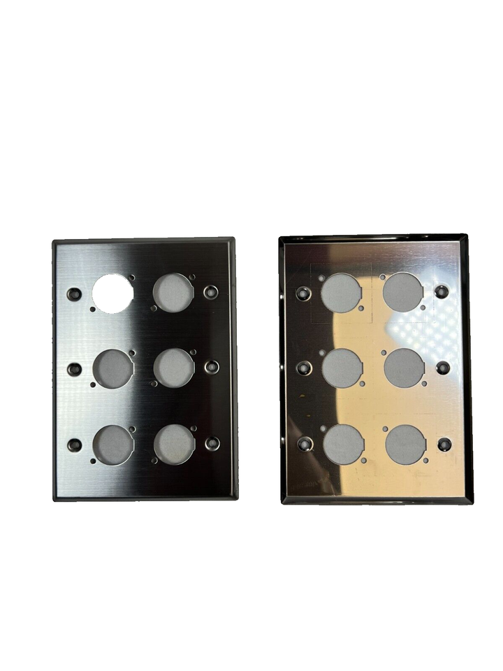 (2) Two Triple Gang Wall Plate for Six XLR Male / Female "D" Stainless ...