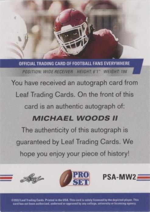 Las mejores ofertas en 2022 Leaf Pro Set Draft Michael Woods II #PSA ...