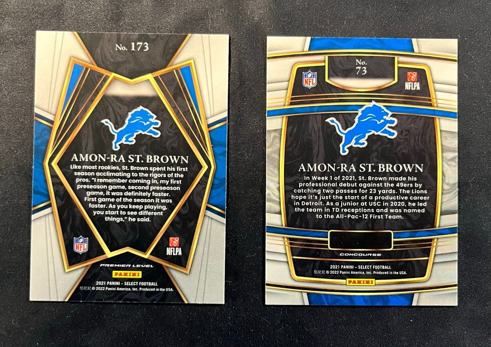 AMON-RA ST BROWN 2021 Select Football Premier/ Concourse Levels #73/173 ...