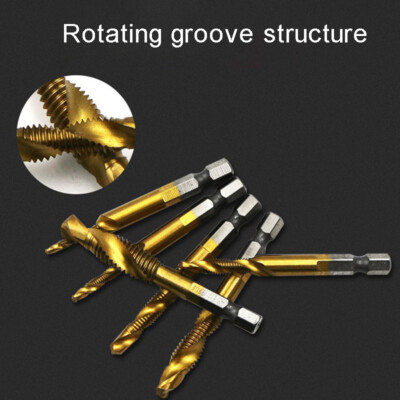 6PCS Hexagonal Shank Tap Drill Bit Imperial Thread Compound Tapping Set ...