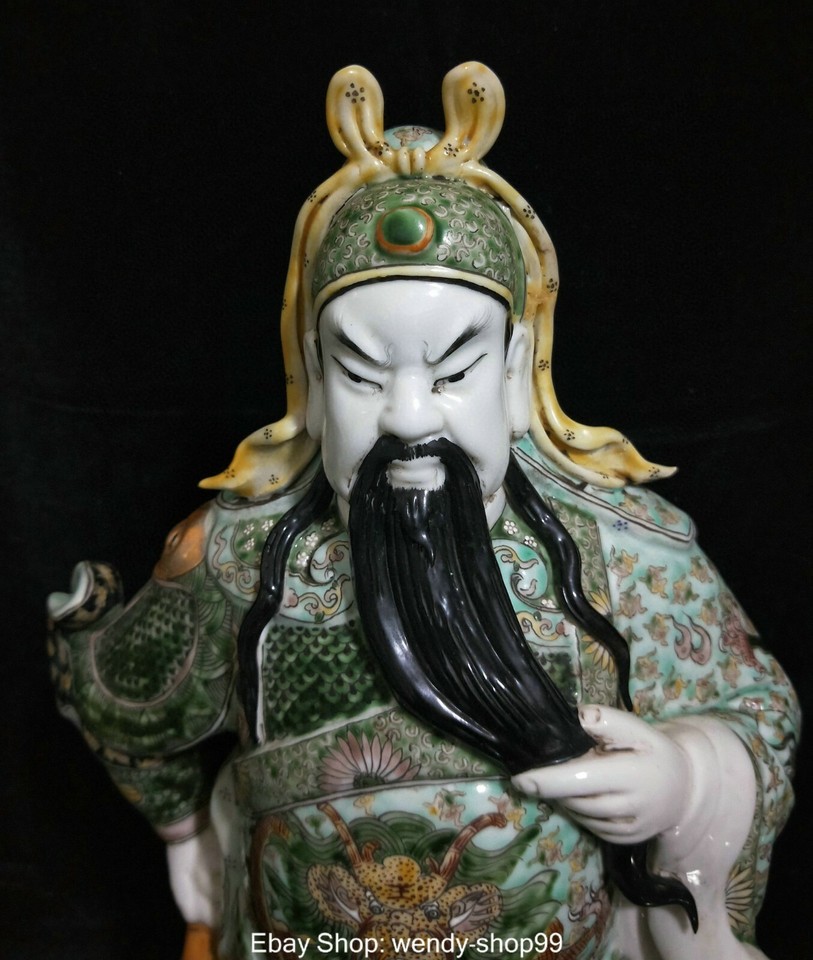 Old Qing Qianlong Year Ccolor Porcelain Dragon Guan Gong Yu Warrior God ...