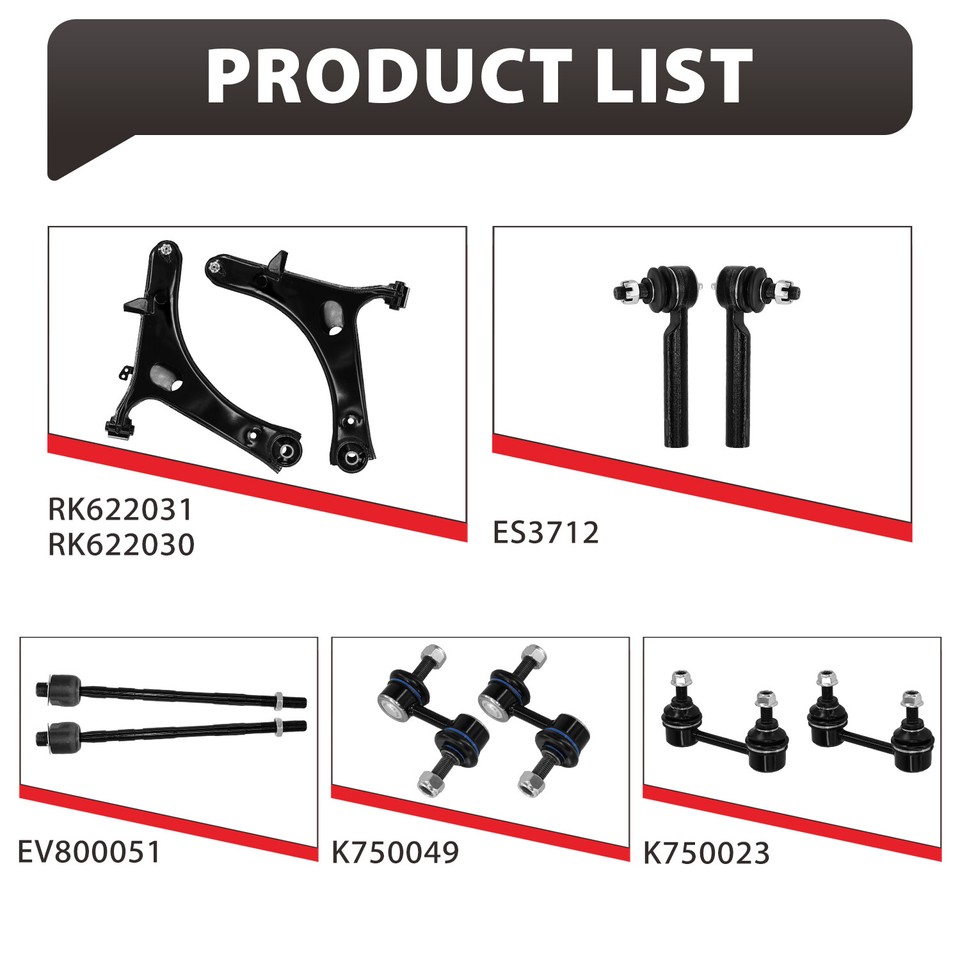 10x Front Lower Control Arm Tie Rod Sway Bar for 2005-2009 Subaru ...