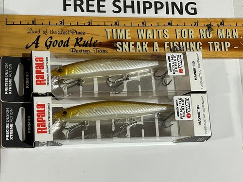LOT OF 2 Rapala Mavrik 110 PXRM110 GHMN Suspending Jerkbaits FISHING ...