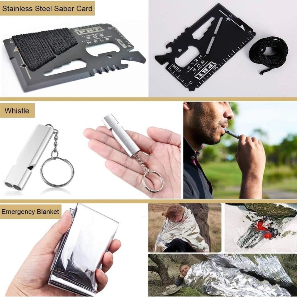 15-In-1 Tactical Survival Kit Outdoor Emergency Gear Camping Hiking ...