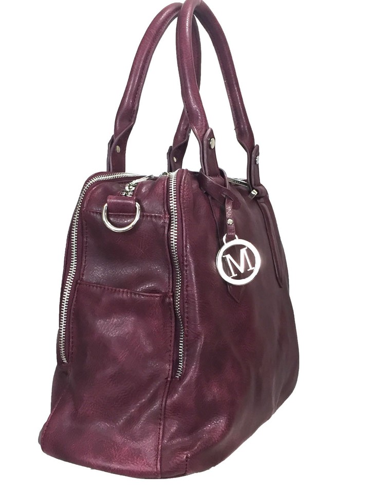 Zzfab Leatherette Triple Compartments Purse & Wallet Set Maroon HJBT333 ...