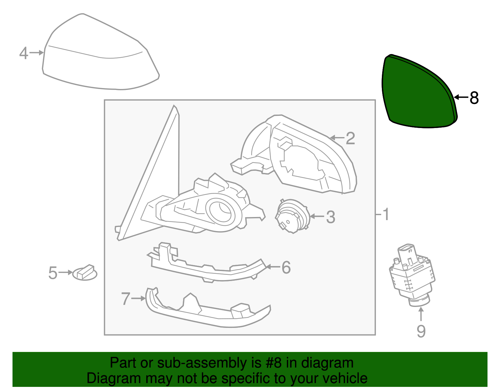 BMW X5 Series F15 Outside Mirror Glass Heated Auto Dim Left Side OEM ...