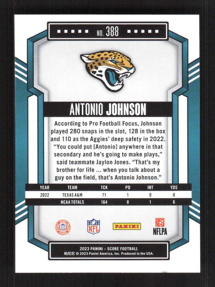 Antonio Johnson RC 2023 Panini Score Carolina Panthers #388 | eBay