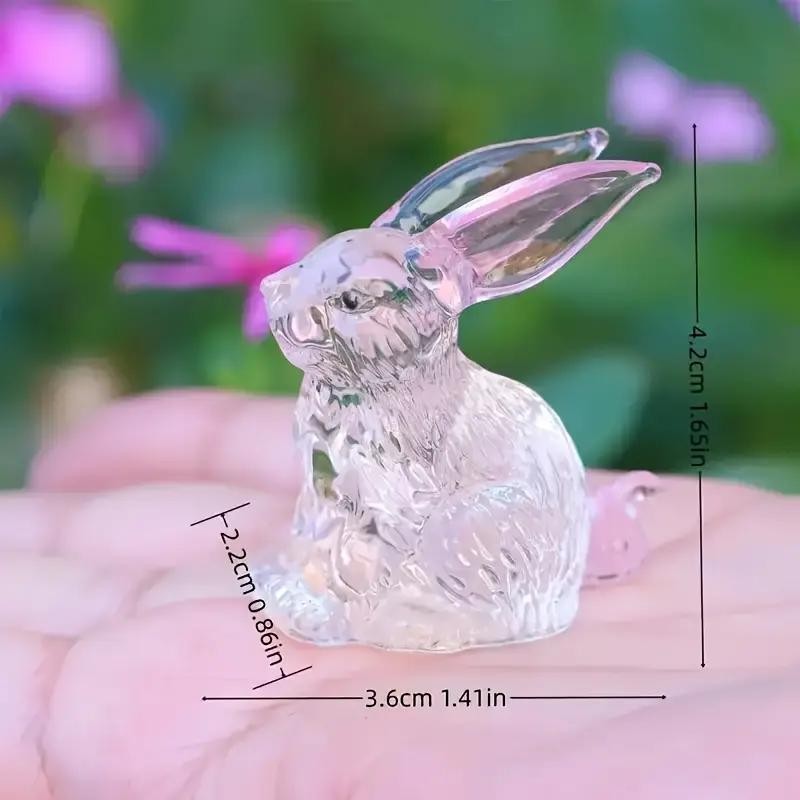 Blue Pink Crystal Glass Rabbit Ornament Zodiac Craft Object Decoration ...