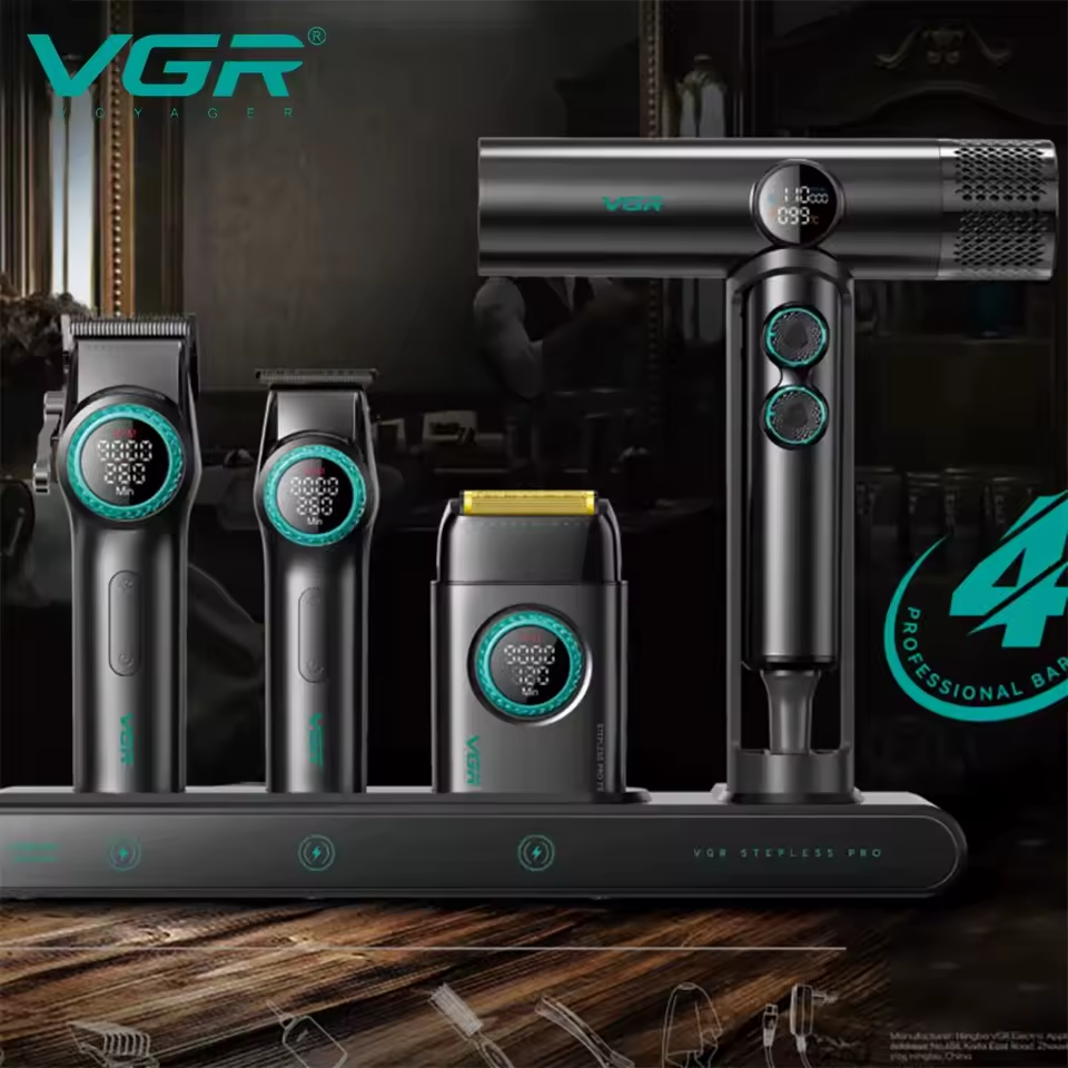 VGR 4-in-1 Pro Barber Set – Clipper, Trimmer, Dryer 💨 9000RPM Grooming ...