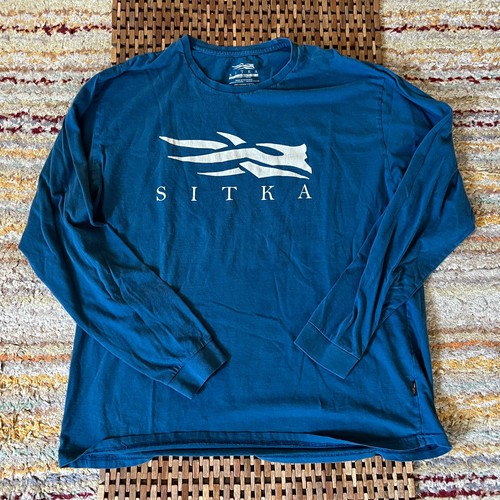 Sitka Long Sleeve Graphic Print Tee T Shirt Blue Men's Size XL | eBay