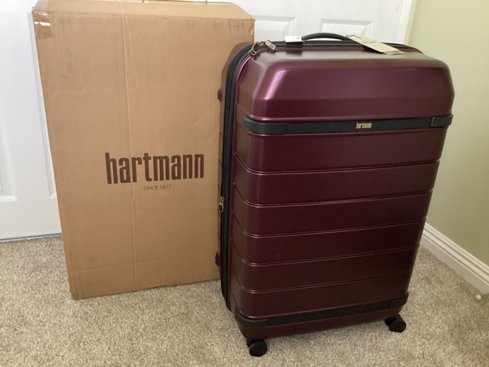New Hartmann Long Journey Large Expandable Spinner Suitcase Burgundy ...