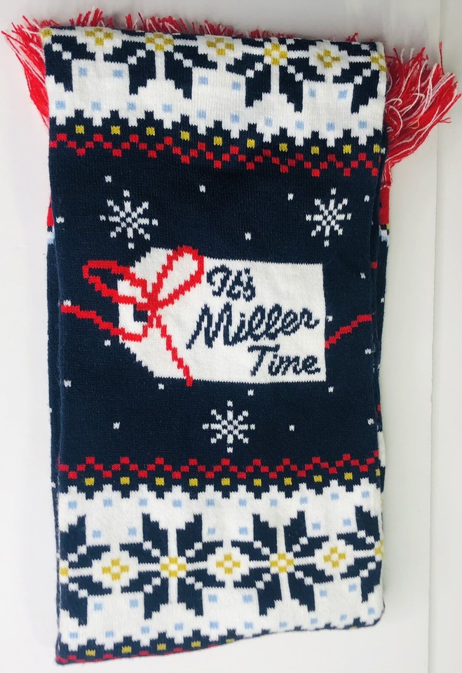 Miller Lite Beer Holly Jolly Its Miller Time Scarf Ugly Holiday | eBay