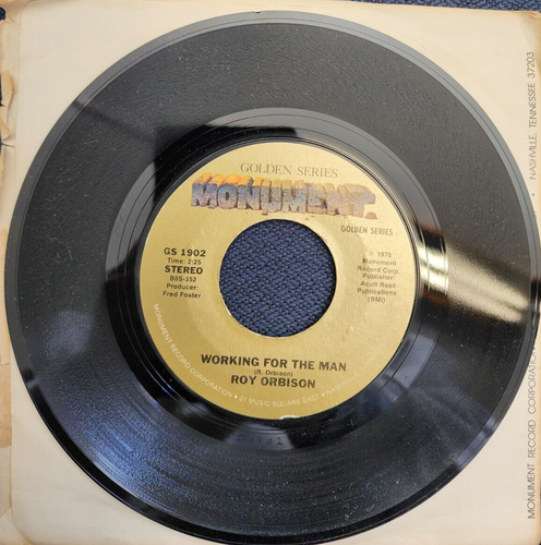 Roy Orbison / Working for the Man / Leah/ Record Rock Monument Label 45 ...