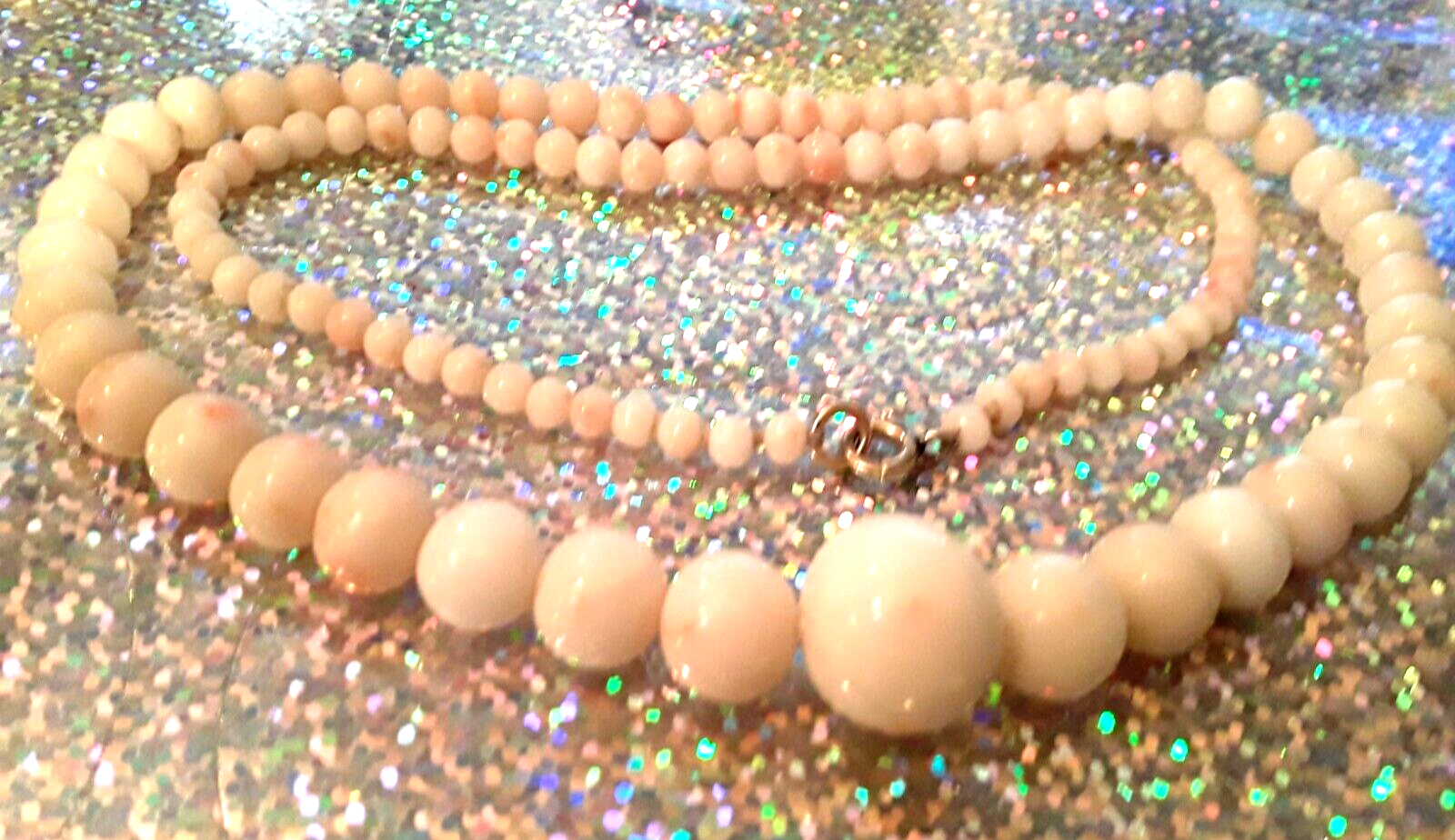Vintage Angel Skin Coral Beads 13.2 MM -2MM Necklace 25 " Long 14Kt ...