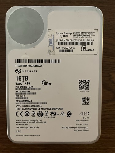 IBM/SEAGATE 16TB 7.2K 12Gb/s 3.5" SAS ST16000NM004G EXOS X16 | eBay