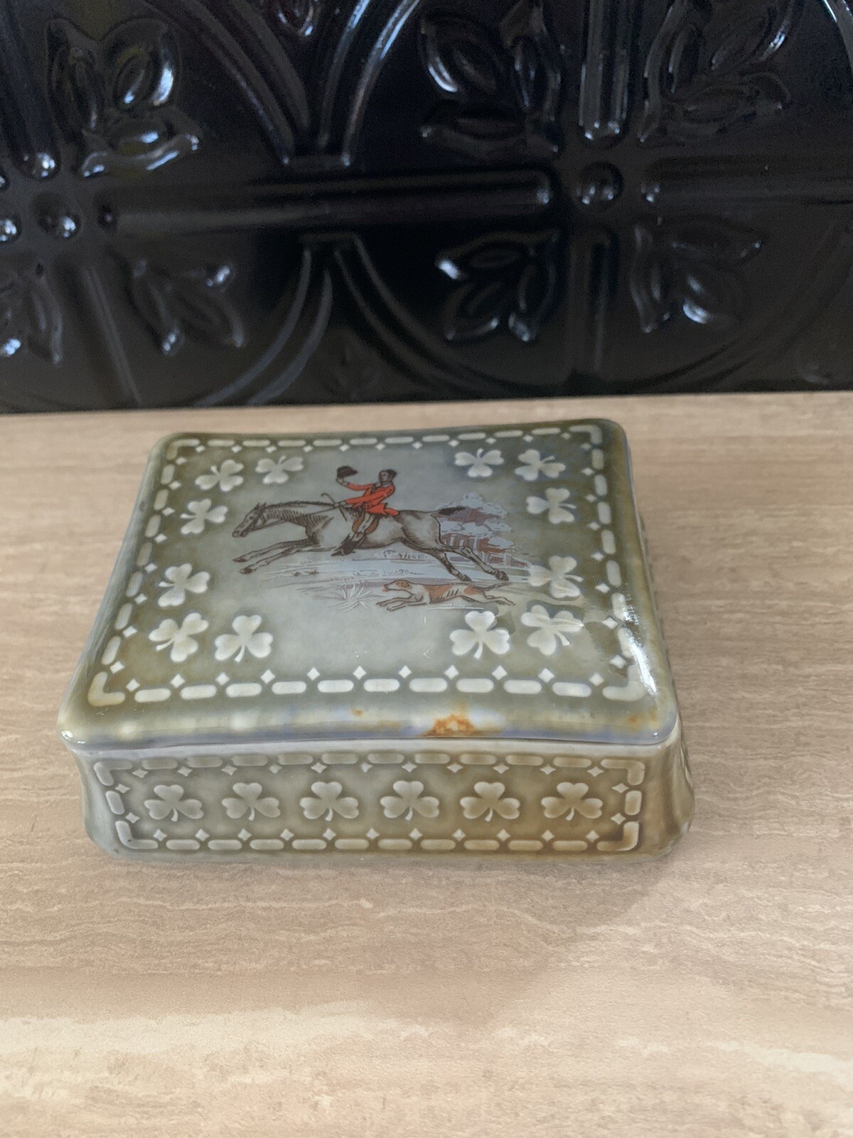 Vintage Irish Porcelain Wade Co Armagh Trinket Box Ireland Hunting ...