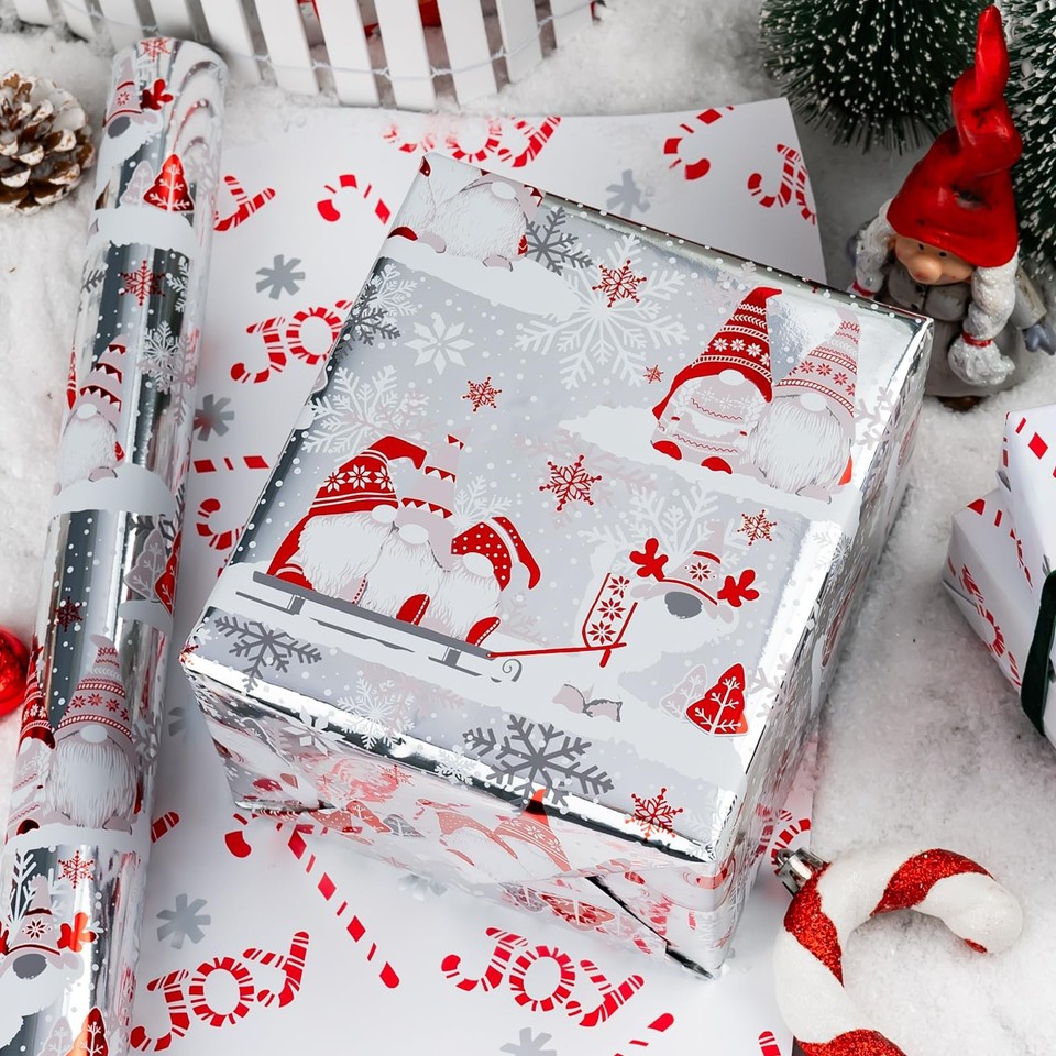 Flyhill Christmas Reversible Wrapping Paper Roll-17in X 17inch*33ft ...