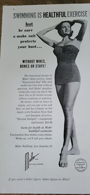 1959 womens Mabs swimsuit protects your bust vintage fashion ad | eBay