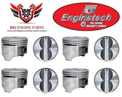 Enginetech Chevy Chevrolet 350 5.7 Flat Top Pistons (8) 1968 - 1995 | eBay