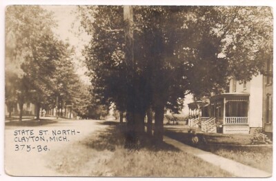 CLAYTON MI Postcard STATE STREET NORTH Michigan, CADMUS to KALAMAZOO ...