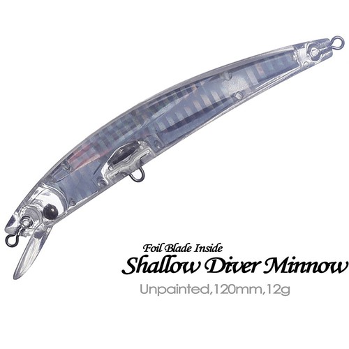 20PCS 12cm 12g Shallow Diver Rattle Minnow Unpainted Blank Fishing Lure ...