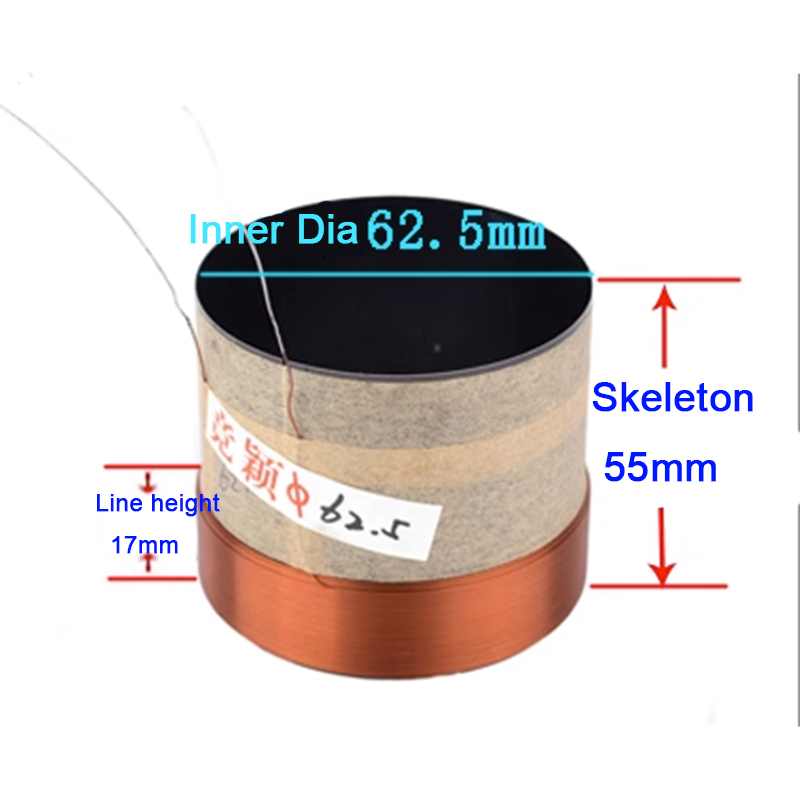 62.5mm ID 4-layer 8Ω Woofer Coil Black Aluminum Skeleton Bass Speaker ...