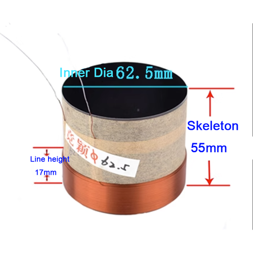 62.5mm ID 4-layer 8Ω Woofer Coil Black Aluminum Skeleton Bass Speaker ...