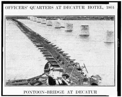 Pontoon bridge,General P Sherman,army,troops,Civil War,Decatur,Alabama ...