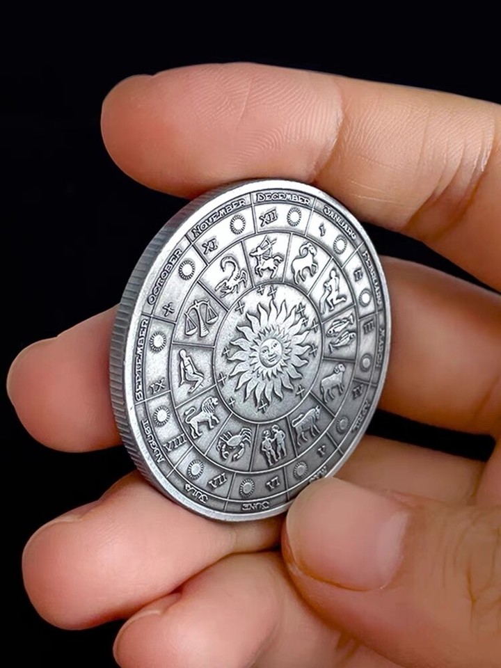 Twelve Constellations Zodiac Coin Ancient Silver Commemorative Coin ...