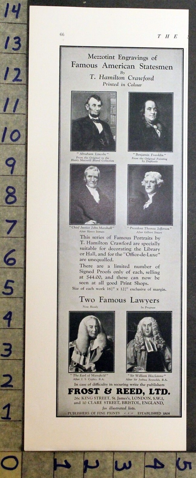 1931 HAMILTON CONRAD LINCOLN FRANKLIN JEFFERSON FROST REED ART PRINT AD ...