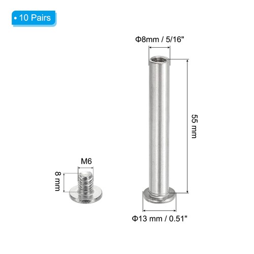 10 Set M6 x 55 mm Hex Chicago Screws Binding Posts Socket Cap Bolt Nut ...