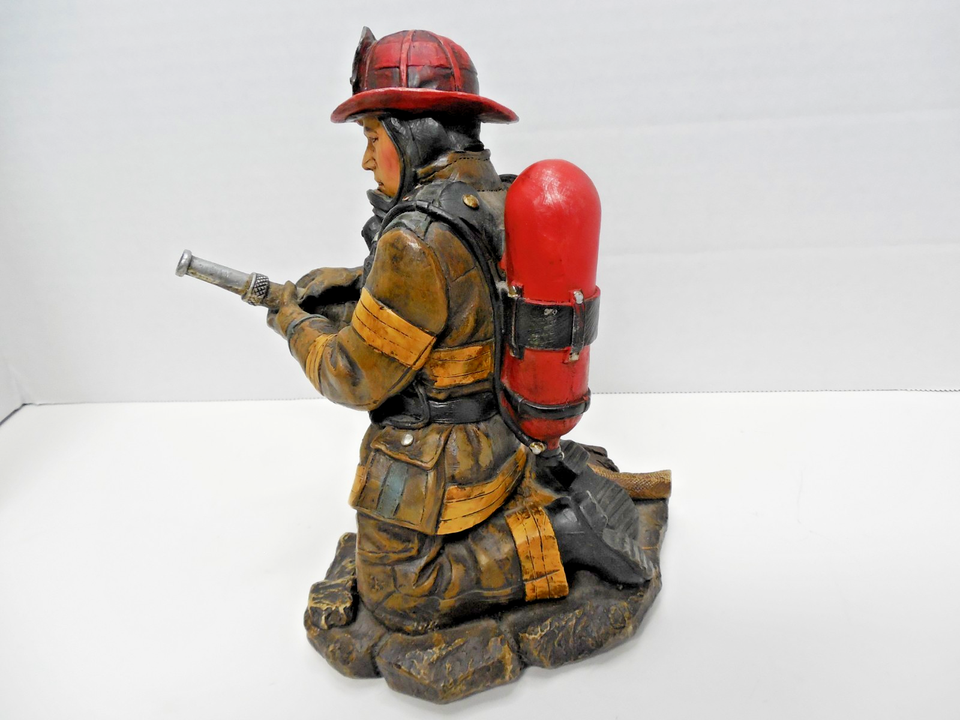 Wooden Firefighter Figurine in Action w/ Full PPE - 7 inch tall Great ...