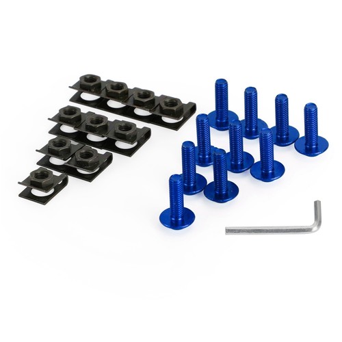 10x Aluminum M6x20mm Motorcycle Screen Bolts & Spring C clips Blue For ...